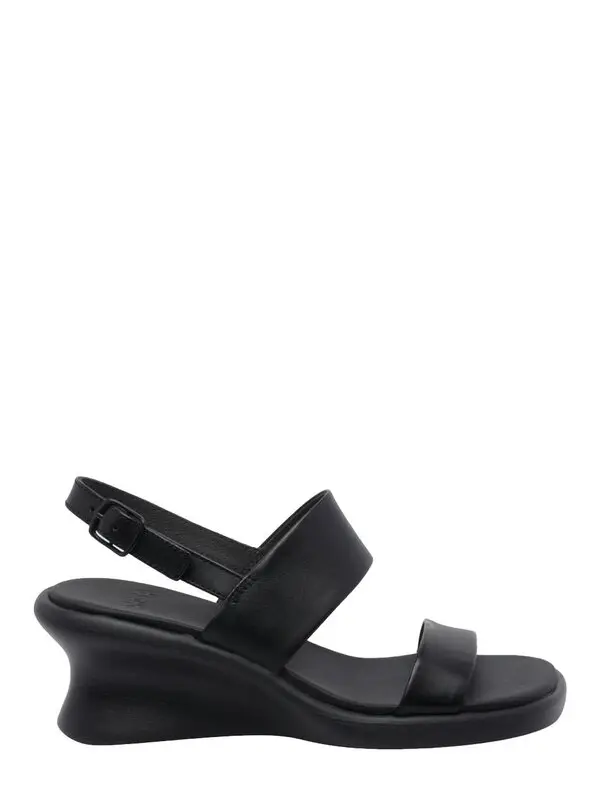 Camper Louise Leather Wedge Sandal - Black