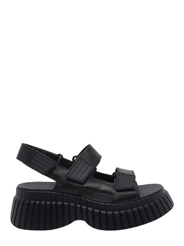 Camper Pix Leather Slingback Sandals With Platform - Black