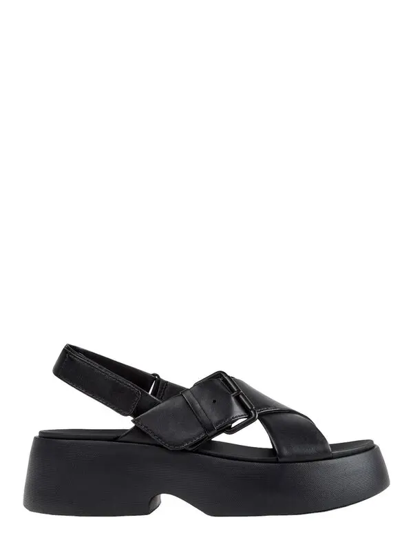 Camper Tasha Leather Platform Sandals - Black