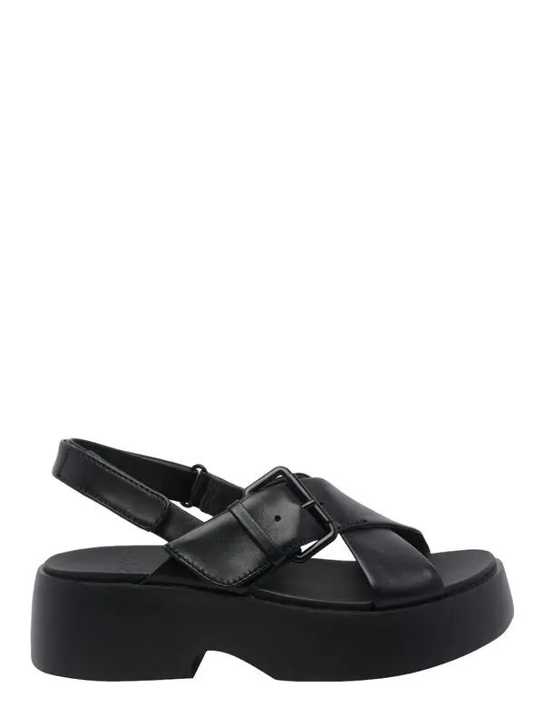 Camper Tasha Leather Platform Slingback Sandals - Black