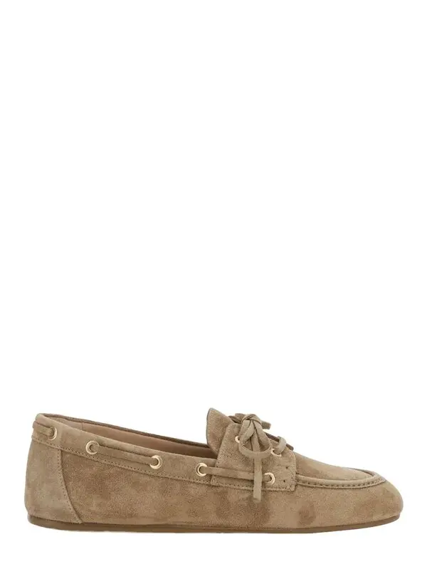 STUART WEITZMAN Suede Calf Leather Loafers - Beige