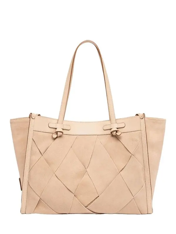 GIANNI CHIARINI Marcella Woven Suede Tote Bag - Natural