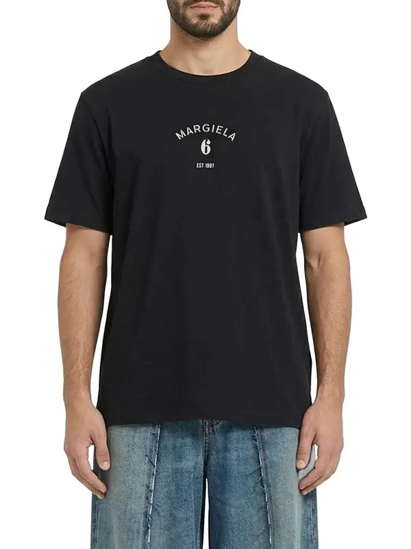 MAISON MARGIELA Cotton Crew-neck T-shirt With Logo - Black