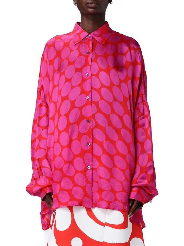 Dries Van Noten Polka Dot Viscose Shirt - Fuchsia