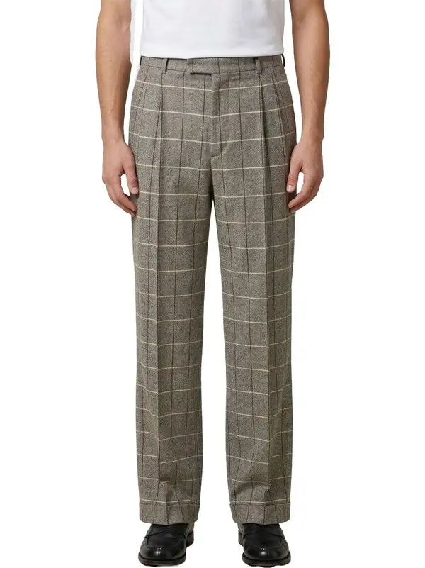 Valentino Garavani Check Virgin Wool Trousers - Grey