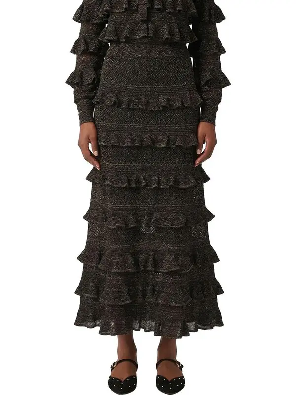 Zimmermann Ruffled Midi Skirt - Black