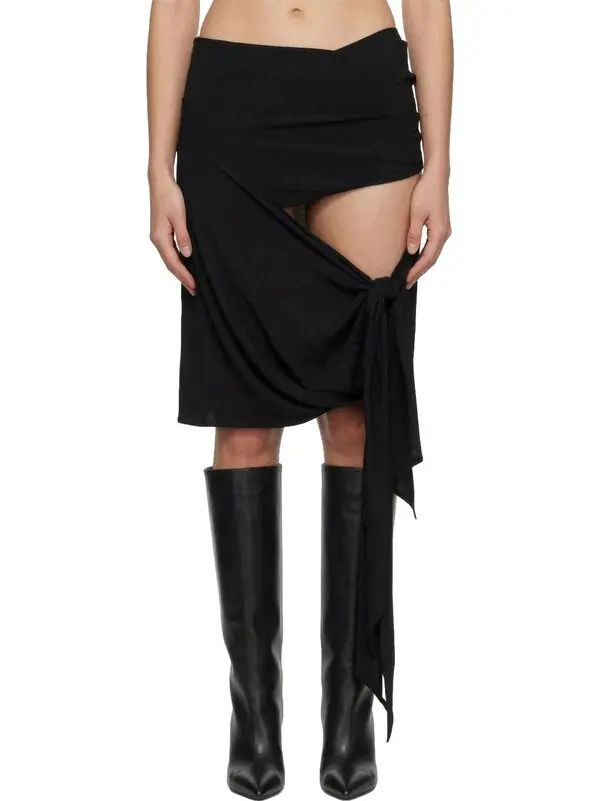 Attico Knot Detailed Skirt - Black