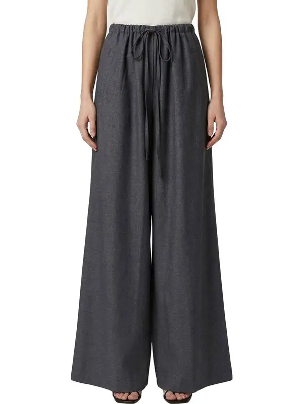 DANIELA GREGIS Wide-leg Silk Trousers - Grey