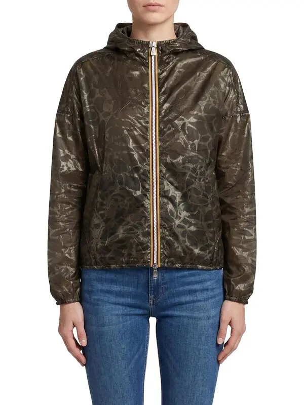 K-WAY Zip-up Hooded Jacket With All-over Print - Green