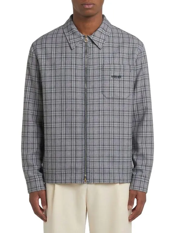 Versace Checked Zip-up Jacket - Beige