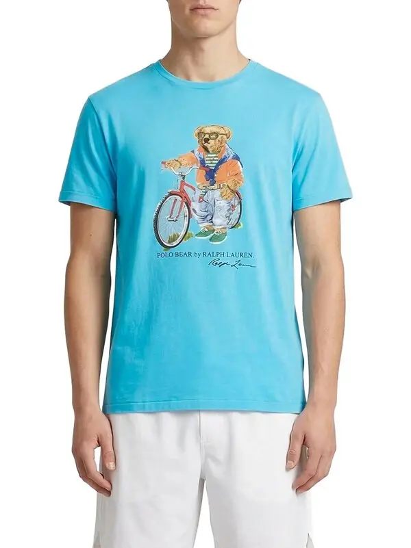 Polo Ralph Lauren Cotton Crew Neck T-shirt With Teddy - Gnawed Blue