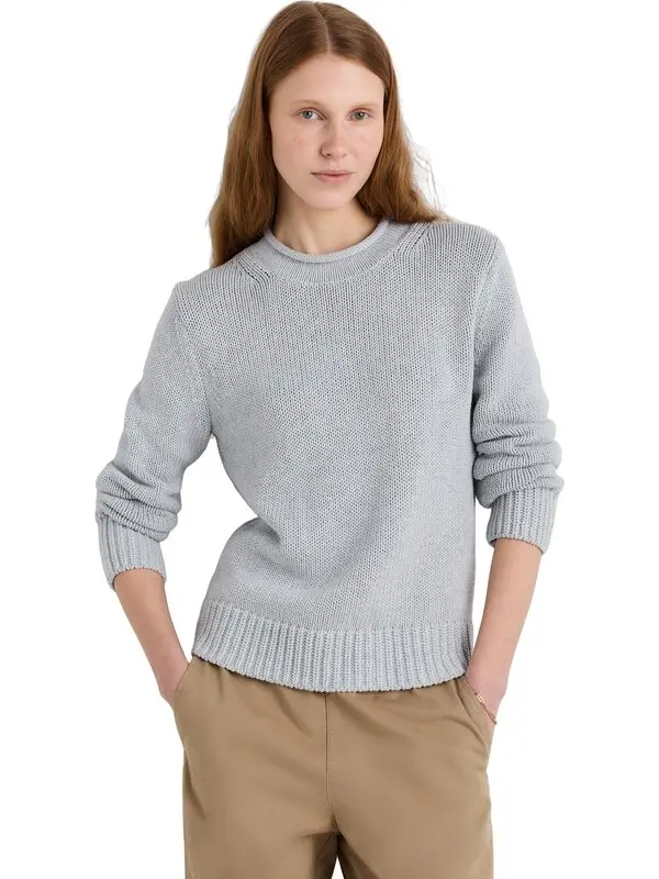 Quince Organic Cotton Roll Neck Sweater - Heather Dove Grey