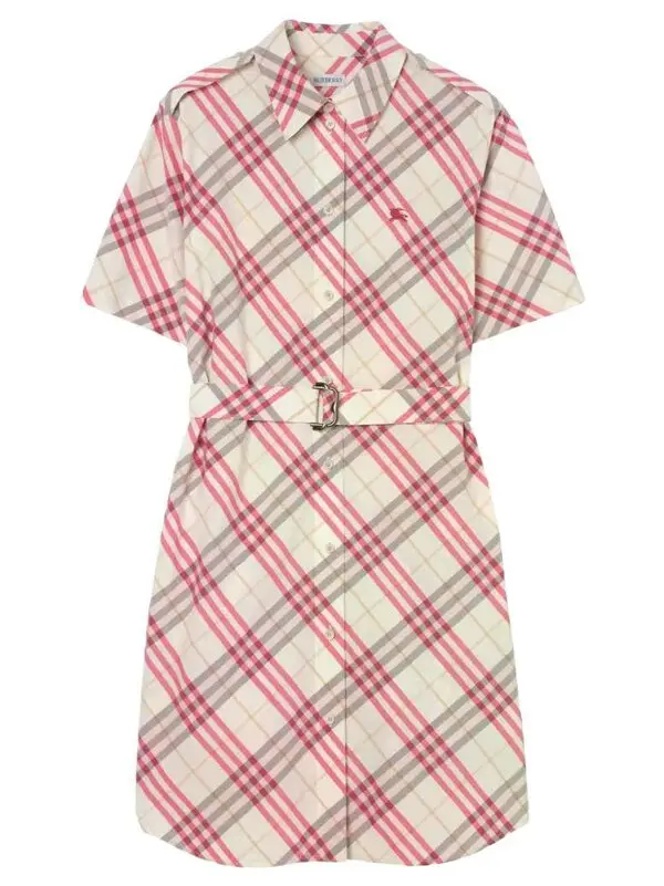 Burberry Check Cotton Shirt Dress - Neutrals