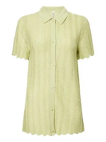 Devon Windsor Irene Open-knit Shirt - Matcha