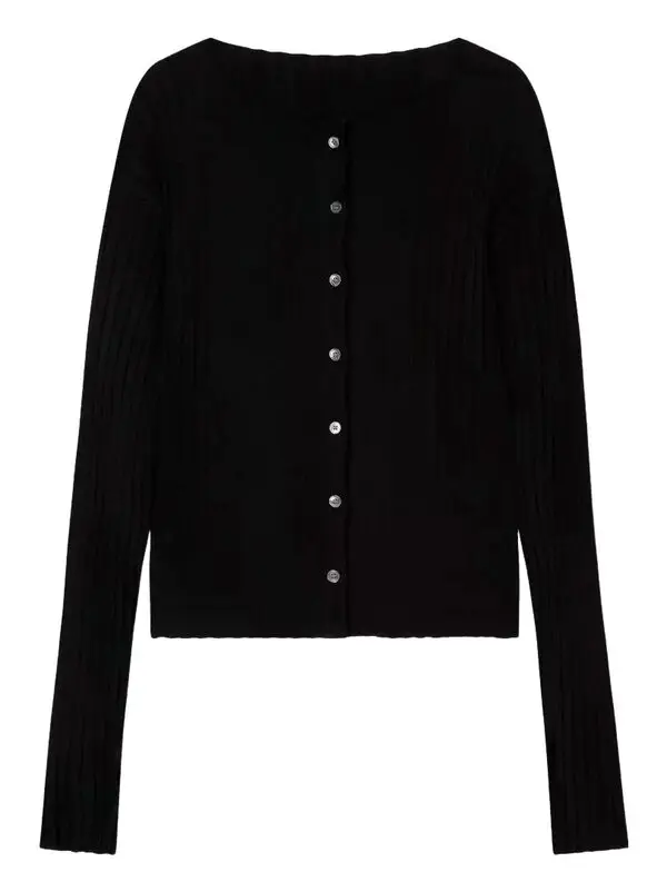 STUDIO TOMBOY Round-neck Ribbed Cardigan - Black
