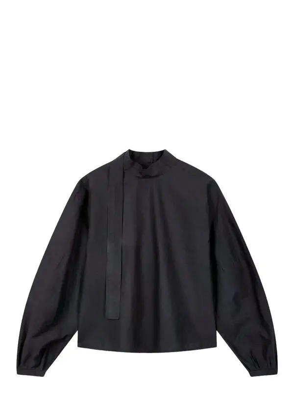 STUDIO TOMBOY High-neck Long-sleeve Cotton Blouse - Black