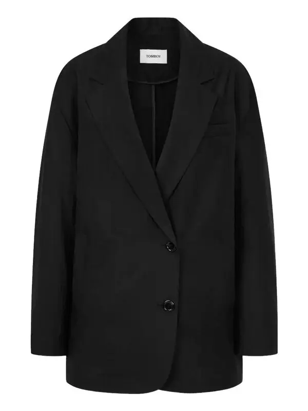STUDIO TOMBOY Single-breasted Relaxed-fit Cotton Blazer - Black