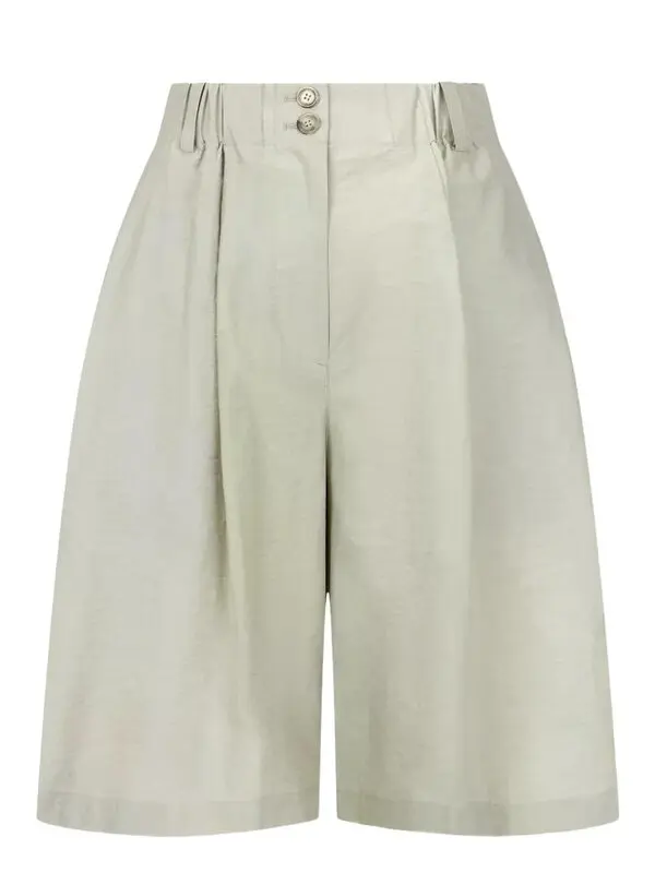 STUDIO TOMBOY Relaxed-fit Pleated Cotton Shorts - Neutrals