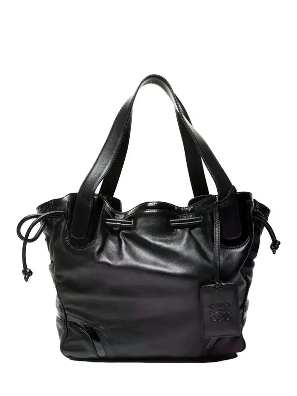Loewe 2010s Anagram Leather Tote Bag - Black