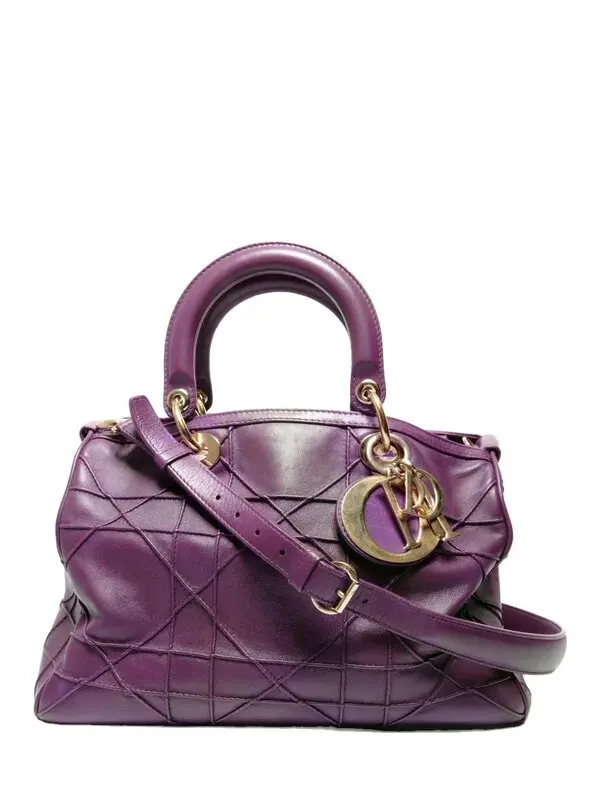 Dior 2009 Cannage Leather Tote Bag - Purple