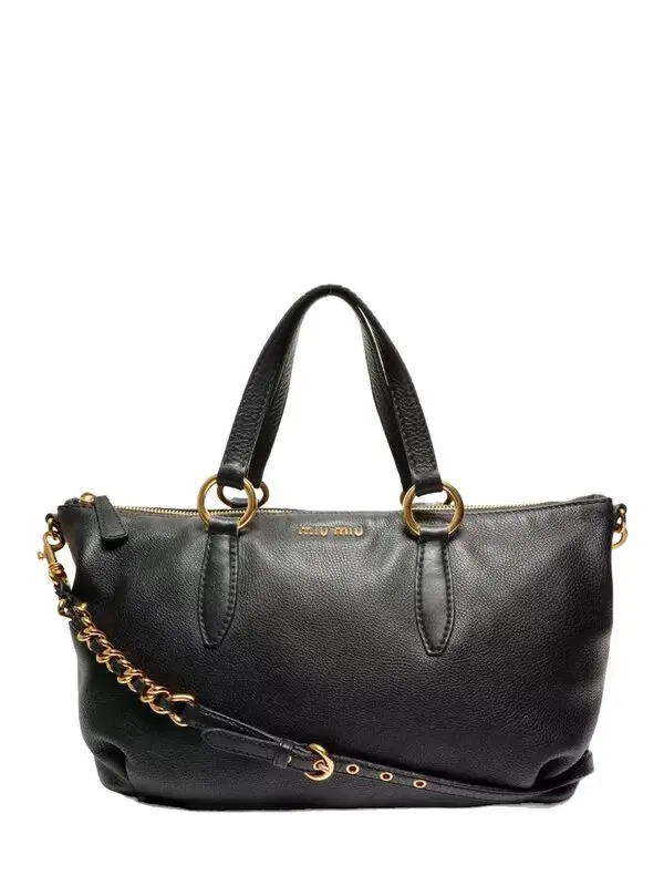Miu Miu 2000s Leather Shoulder Bag - Black