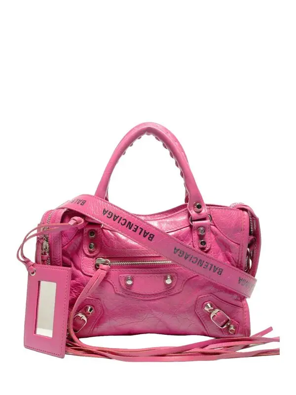 Balenciaga 2000-2020 City Braided-handle Leather Shoulder Bag - Pink
