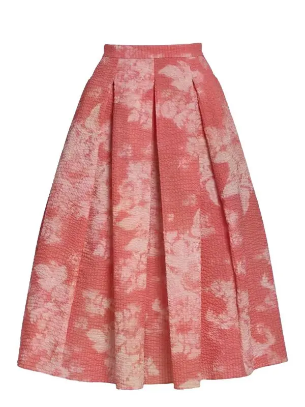 Erdem Floral-print Pleated Midi Skirt - Pink