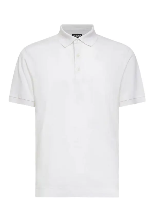 Zegna Ribbed Collar Polo Shirt - White