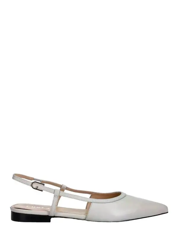 Furla Pointed Buckle Leather Ballet Flats - Grey