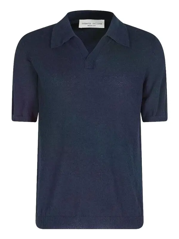 ROBERTO COLLINA Spread-collar T-shirt - Blue