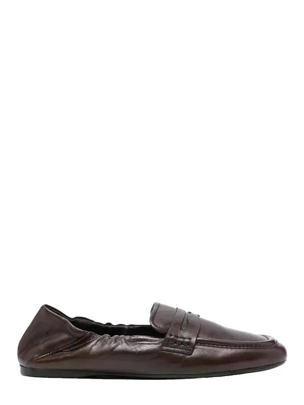 GUGLIELMO ROTTA Ruched Detail Loafers - Brown