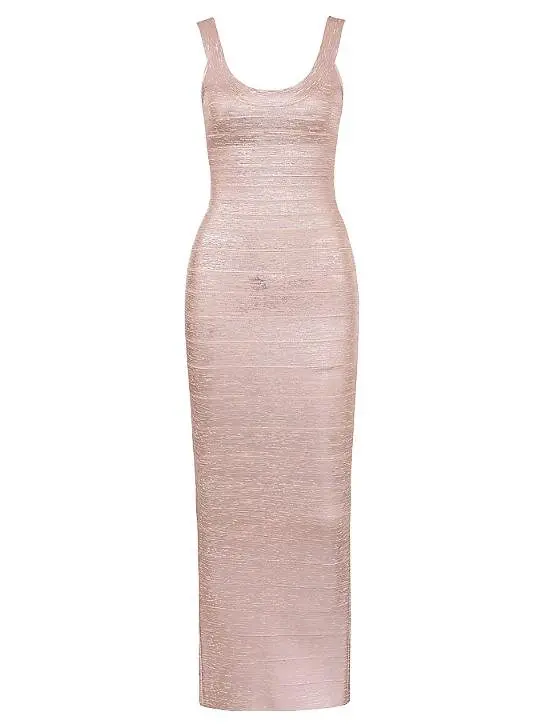 House Of Cb Stretch-woven Bandage Maxi Dress - Rose Gold