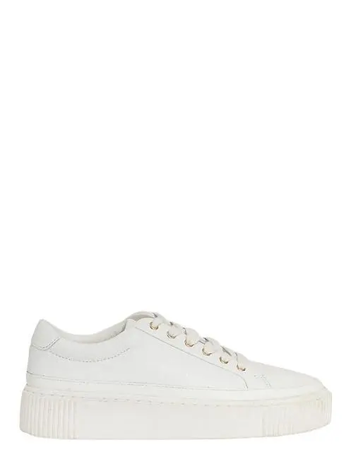 REISS Leanne Leather Trainers - White
