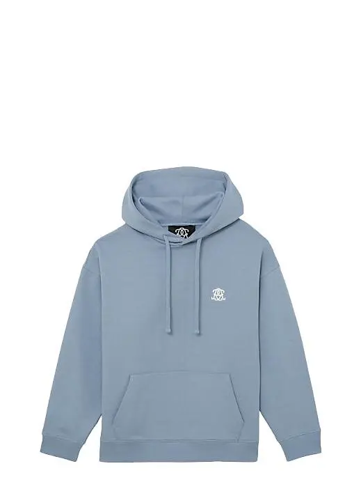 REISS Conlin Monogram-embroidered Cotton Hoody - Powder Blue
