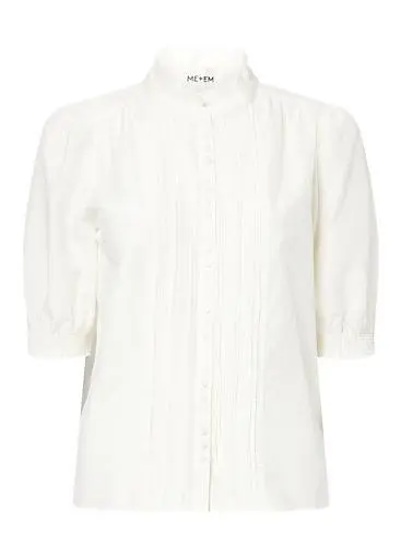 ME+EM Straight Pintuck Cotton And Silk-blend Blouse - Soft White