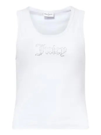 Juicy Couture Embellished-logo Cotton-rib Racer Vest - White