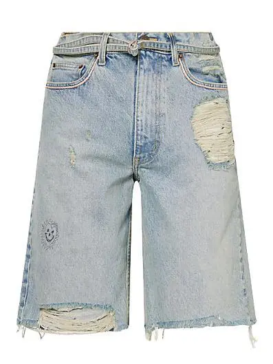 PALY HOLLYWOOD Belted Distressed Shorts - Denim