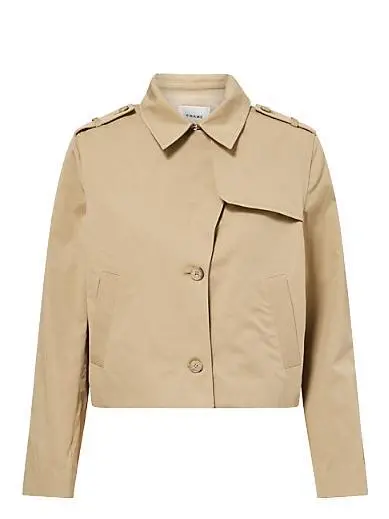 FRAME The Short Cotton Trench Jacket - Khaki