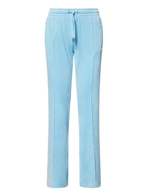 Juicy Couture Tina Crystal-embellished Velour Jogging Bottoms - Sky Blue