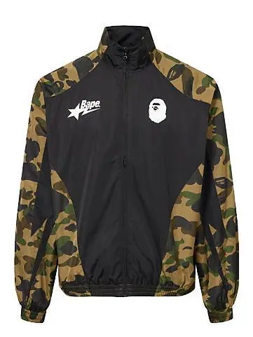A BATHING APE Camo-print Funnel-neck Shell Jacket - Green