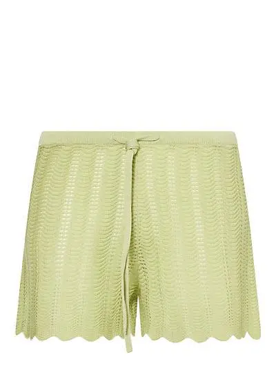 Devon Windsor Ivy Open-knit Shorts - Matcha