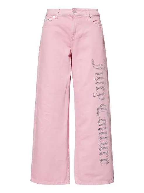 Juicy Couture Crystal-embellished Wide Leg Jeans - Pink Wash