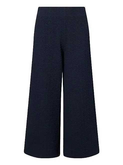 ME+EM Curling Crosses Jacquard Cropped Trousers - Navy