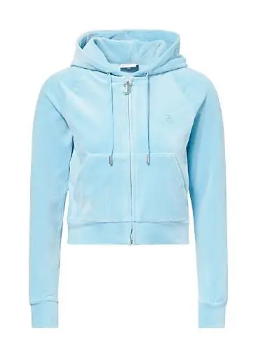 Juicy Couture Madison Crystal-logo Velour Hoody - Sky Blue