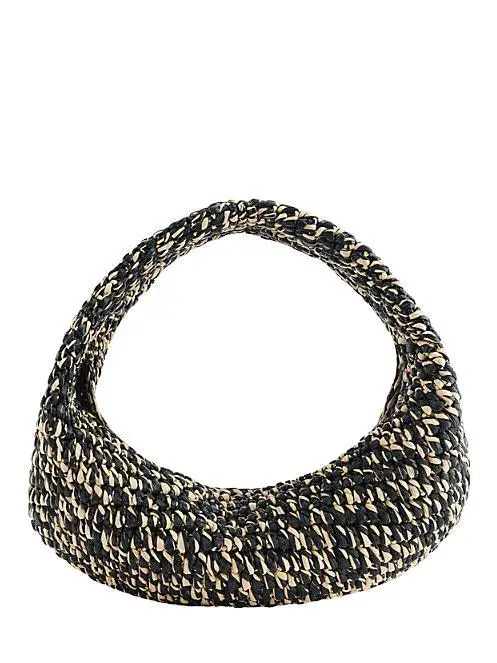Khaite Olivia Medium Raffia Hobo Bag - Black / White