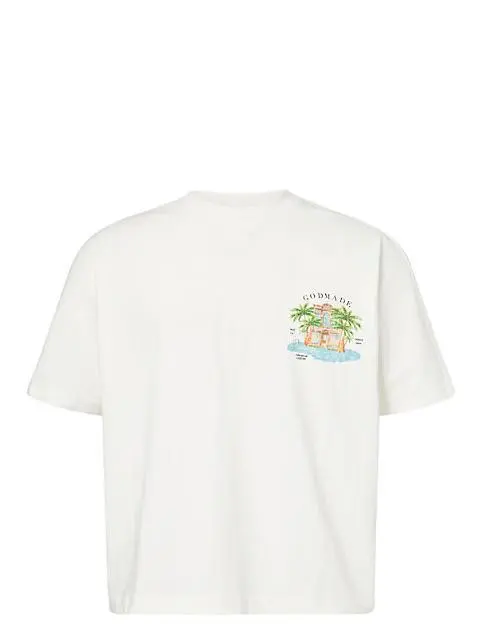 GODMADE Chateau Graphic-print Cotton T-shirt - Off White