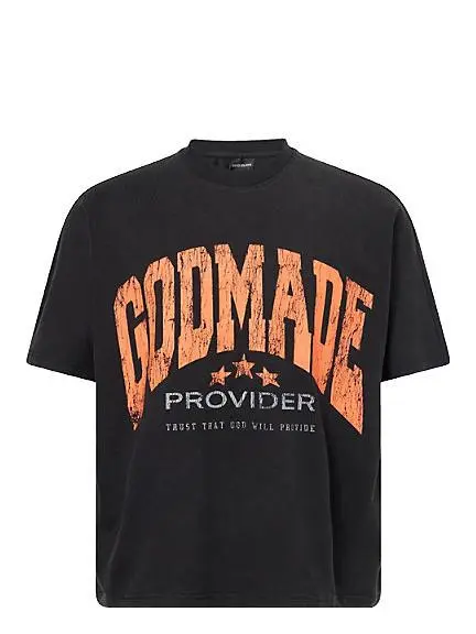 GODMADE Provider Graphic-print Cotton T-shirt - Black