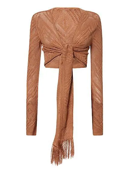 Devon Windsor Vale Knit Tie Top - Almond