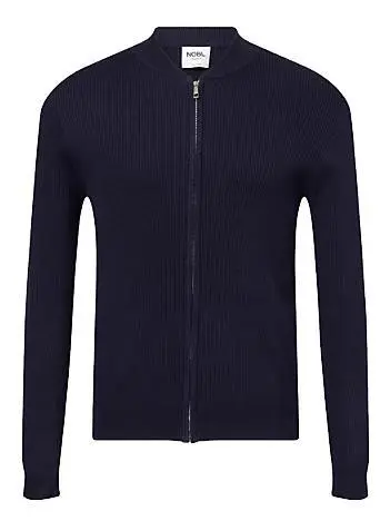 NOBL Atlas Zip-up Knitted Bomber Jacket - Navy