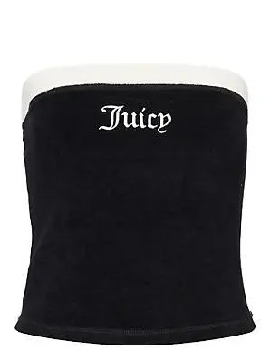 Juicy Couture Appliqué-logo Bandeau Cotton-terry Top - Black
